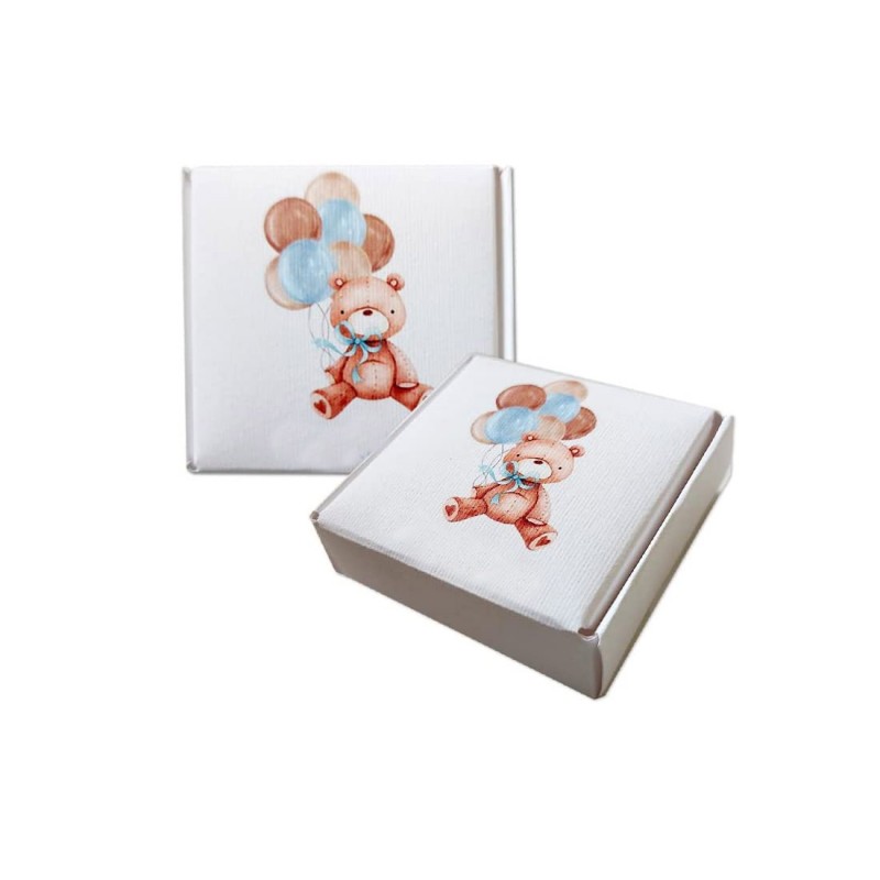 Scatolina Mattonella Battesimo Orsetto con Palloncini - 20pz