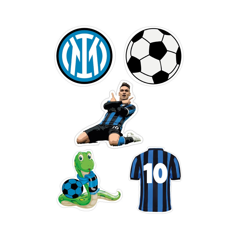 Set per Decorazione Torta Inter con 5 Topper Picks e Candelina Numerale