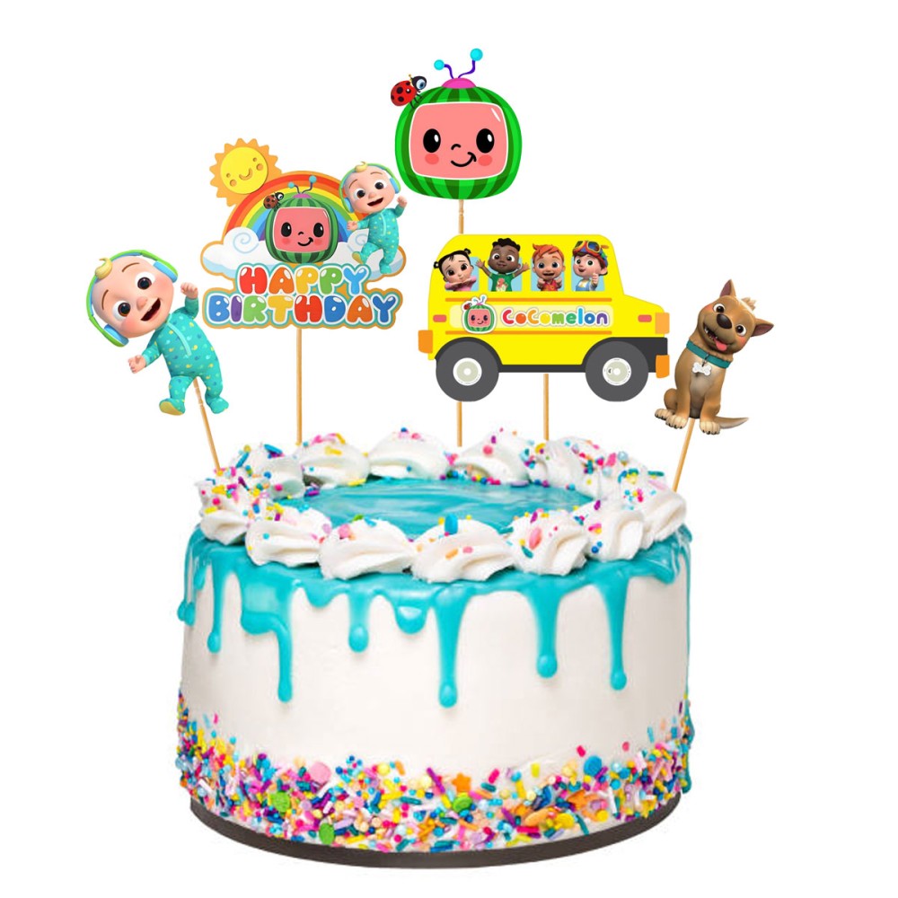 Cake Topper Picks Cocomelon 5pz con candelina